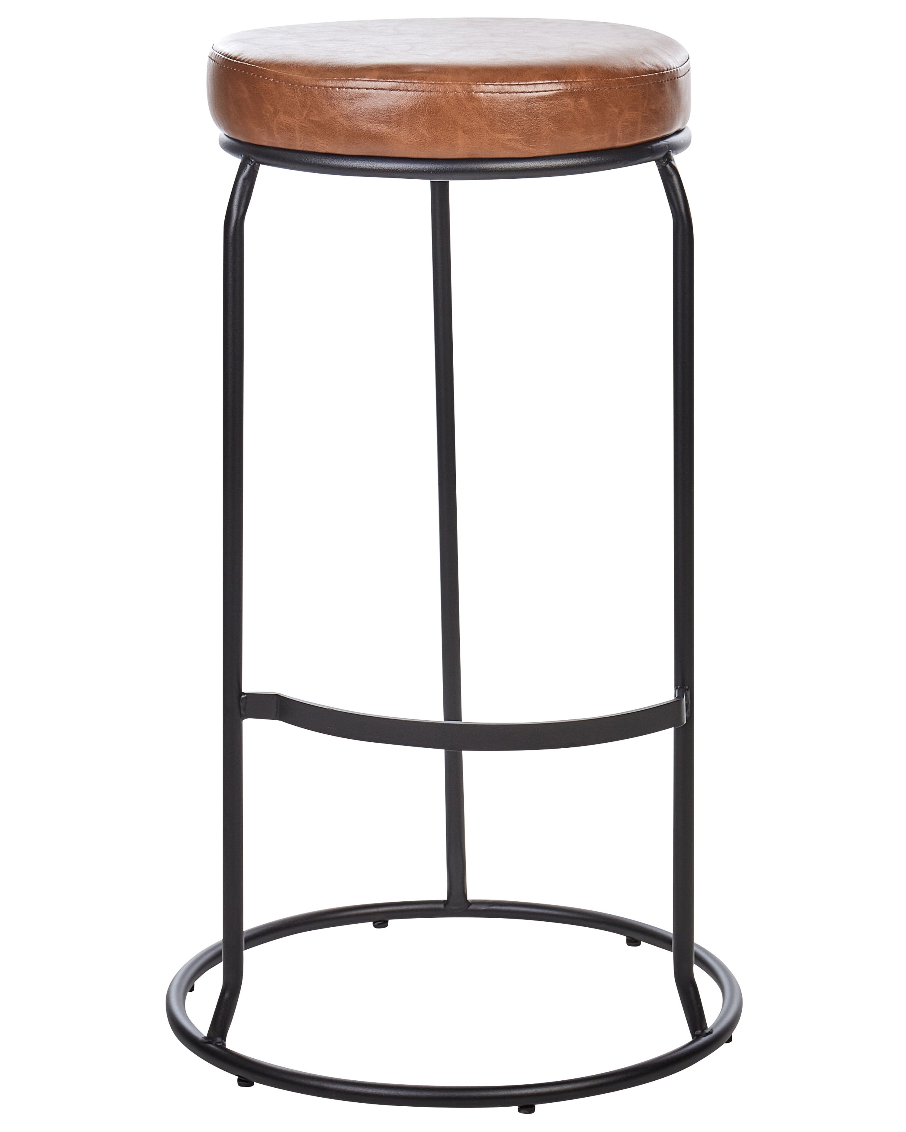 Set of 2 Faux Leather Bar Stools Brown MILROY | Beliani.co.uk