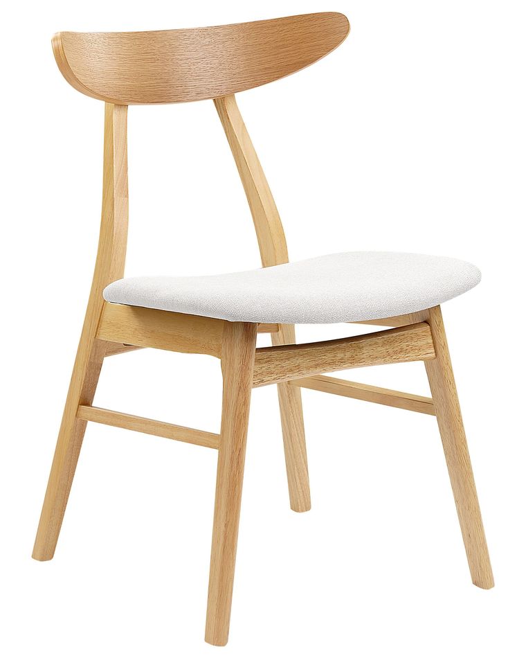Set of 2 Wooden Dining Chairs Light Wood and Light Grey LYNN | Beliani ...