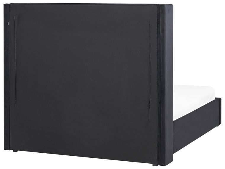 Seng med opbevaring sort/velour 140 x 200 cm LUBBON | Beliani.dk