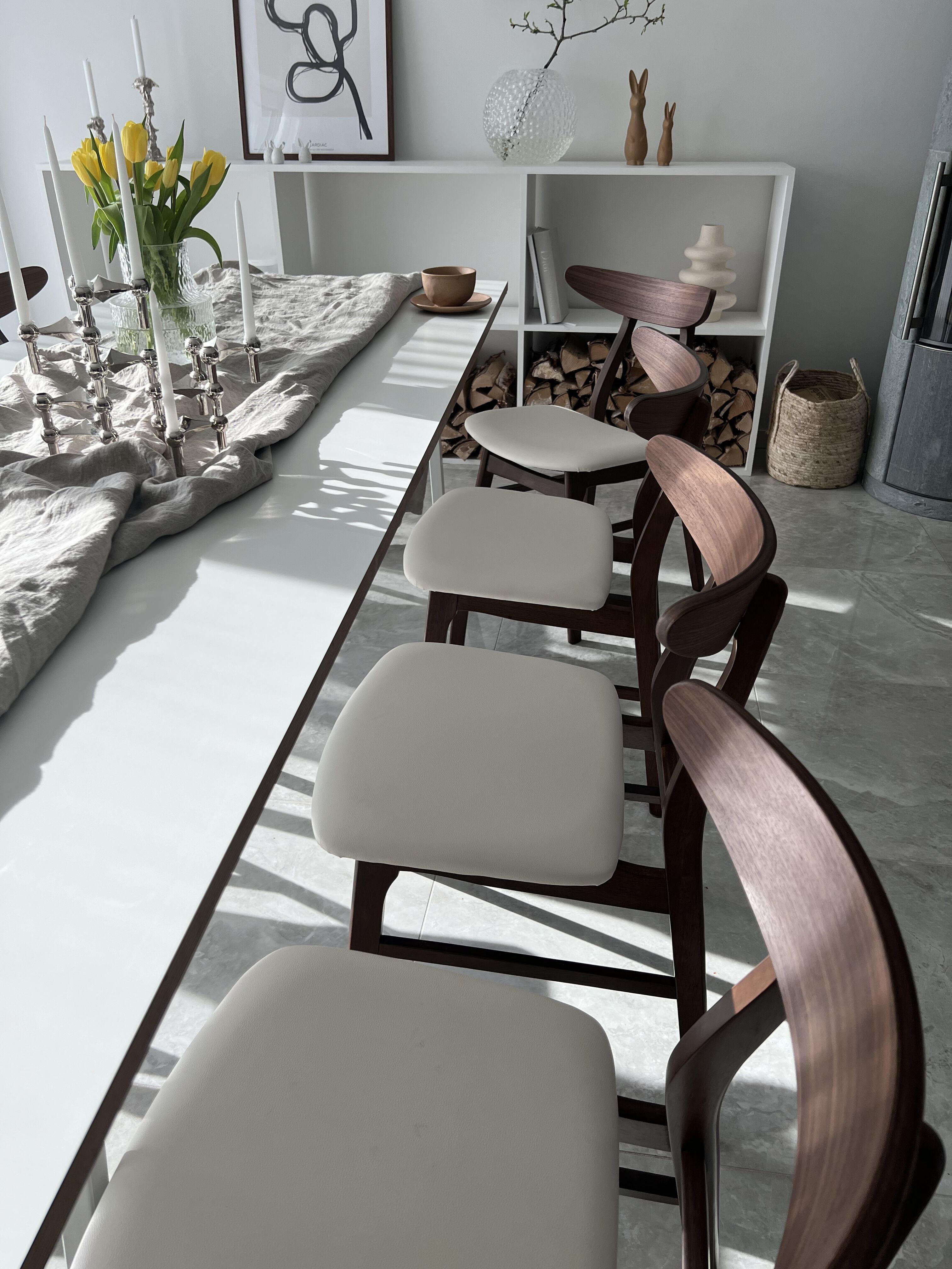 Eetkamerstoel set van 2 hout wit LYNN | Gratis Levering