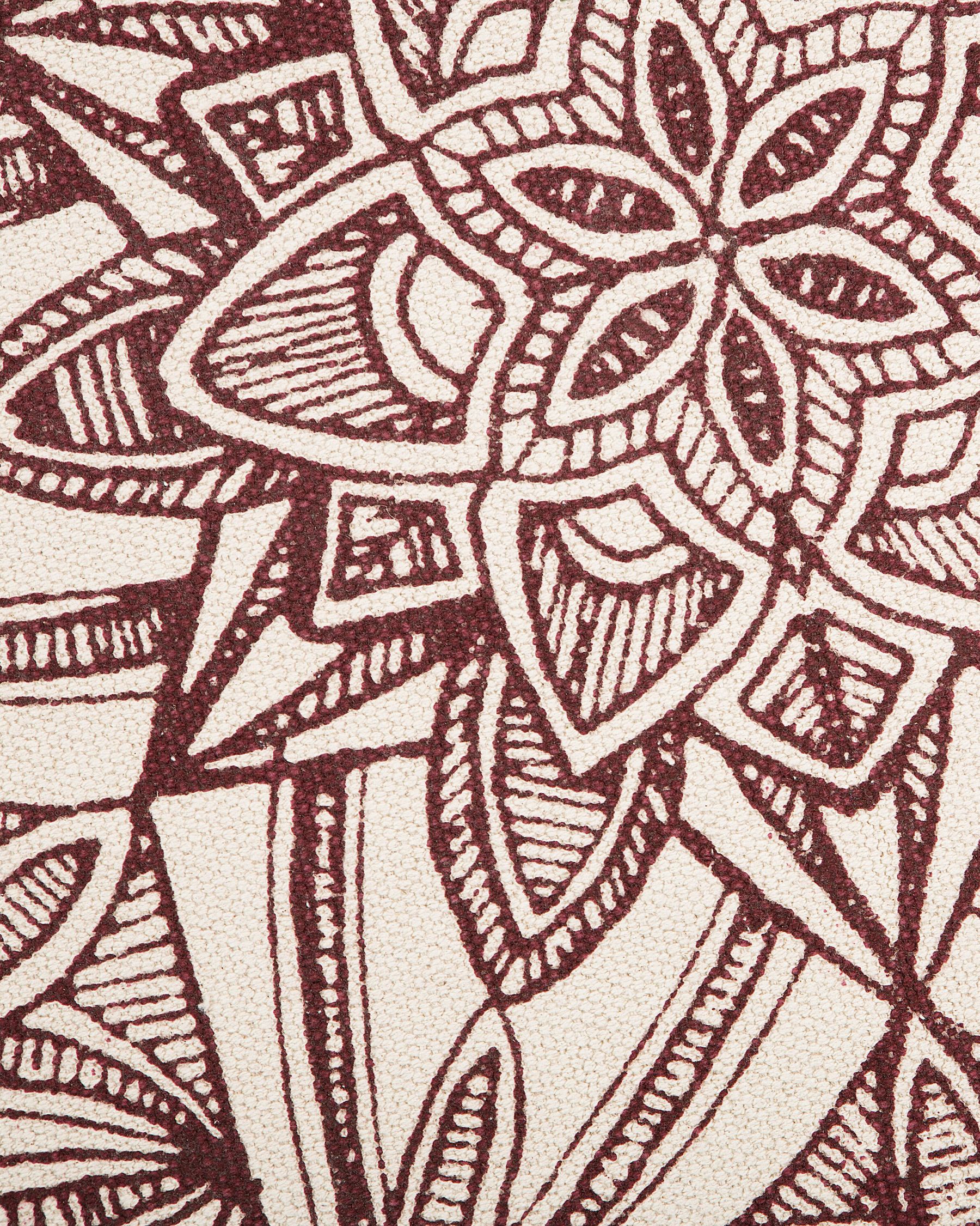 Round Cotton Area Rug Mandala Pattern ø 120 cm Cream and Red OLTU ...