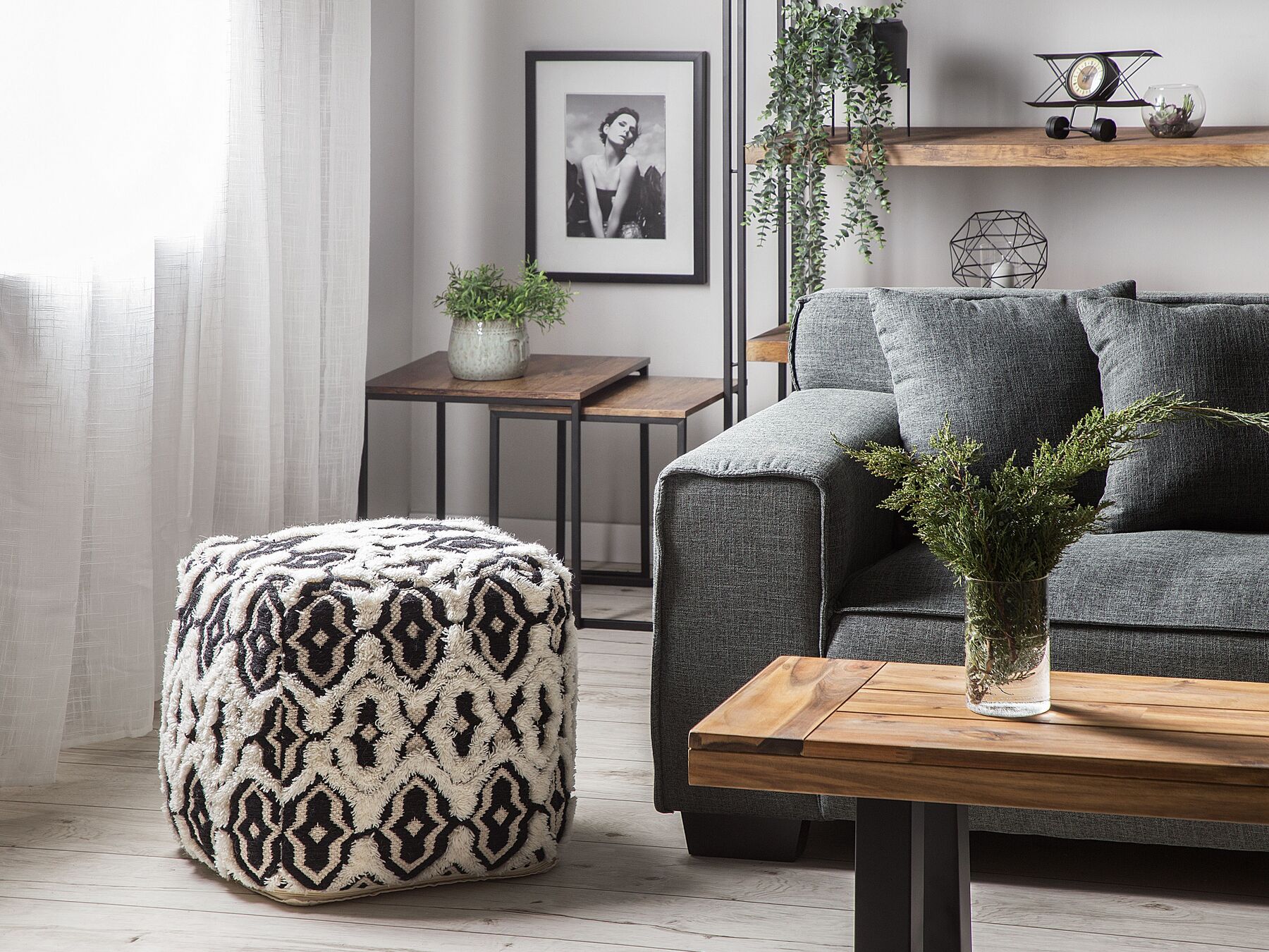 Poef zwart-wit 45x45 cm ORAI | Gratis Levering