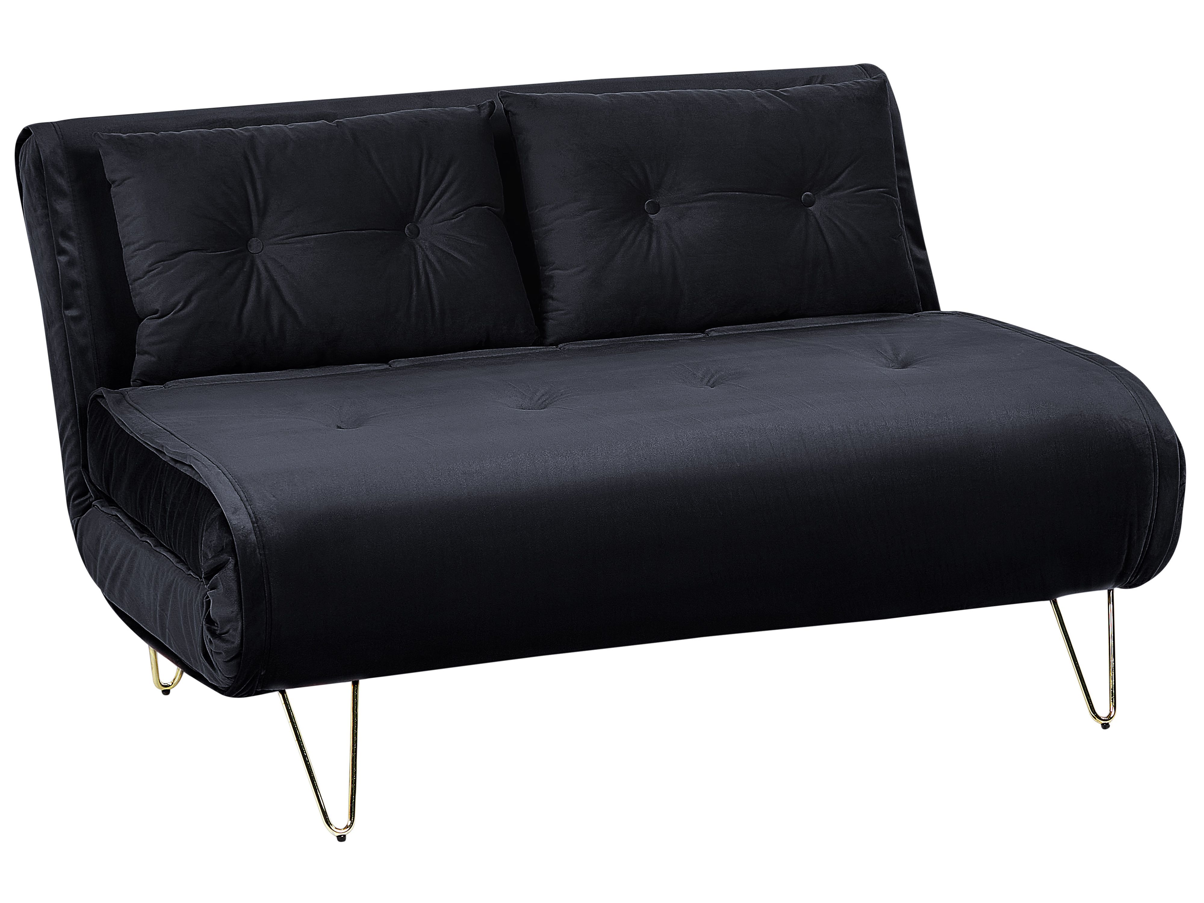 2 Seater Velvet Sofa Bed Black VESTFOLD | Beliani.co.uk
