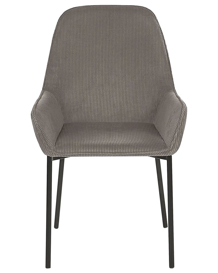 Set of 2 Jumbo Cord Dining Chairs Grey LOVERNA | Beliani.co.uk
