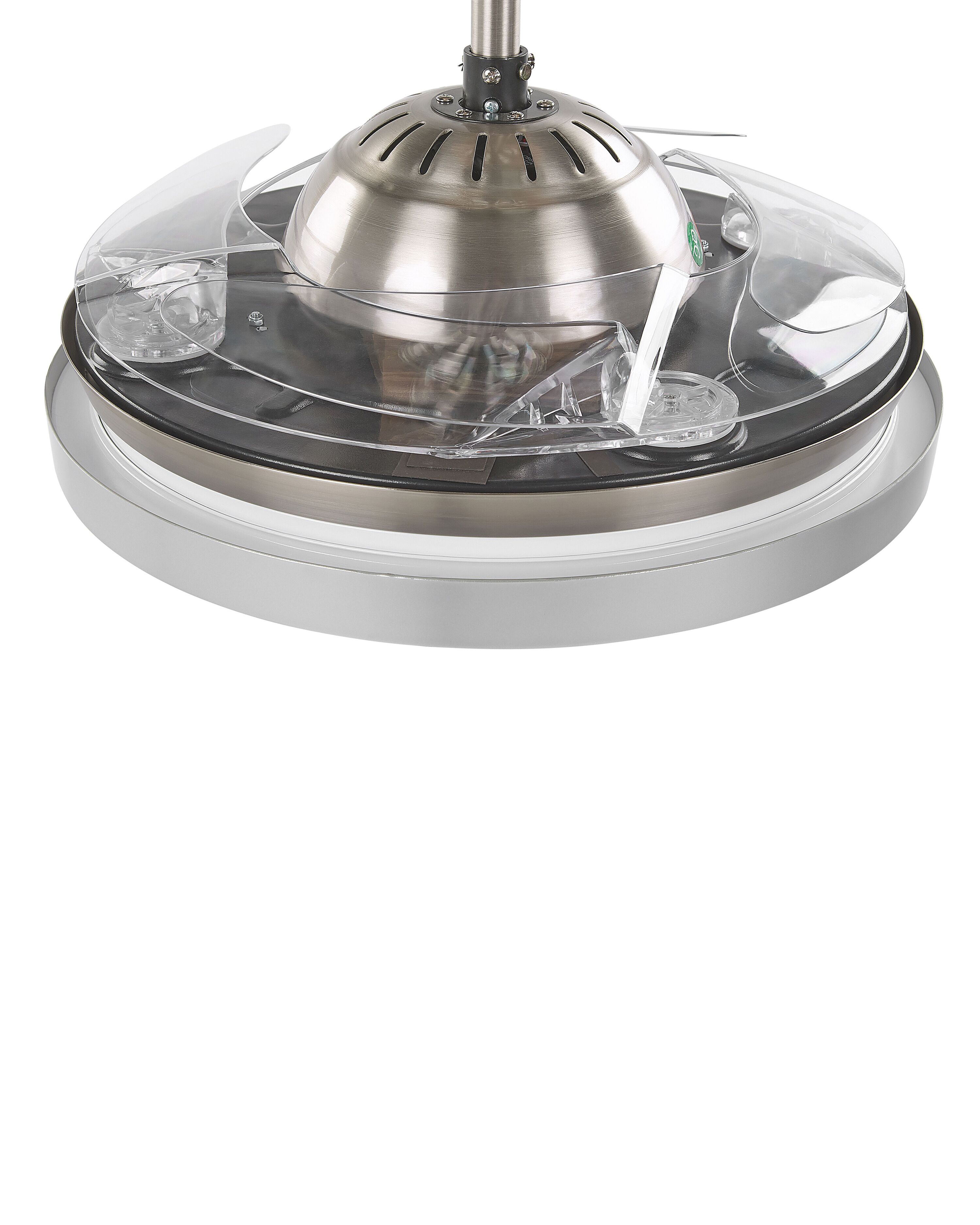 Plafondventilator met lamp zilver/transparant IBAR | Beliani.nl