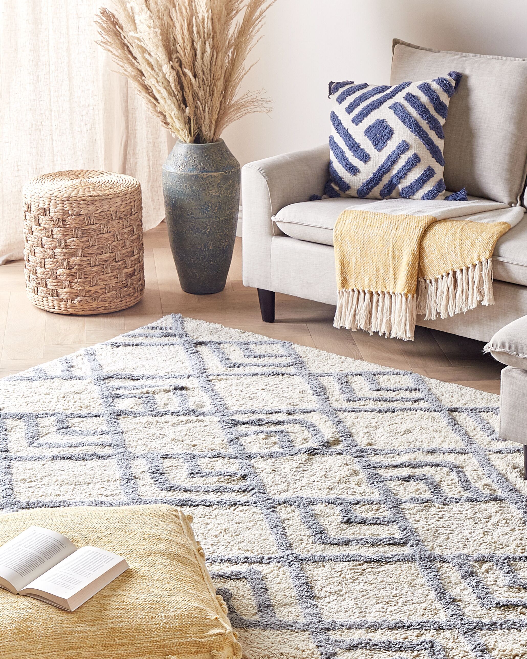 Cotton Area Rug 160 x 230 cm Beige and Grey NEVSEHIR | Beliani.co.uk