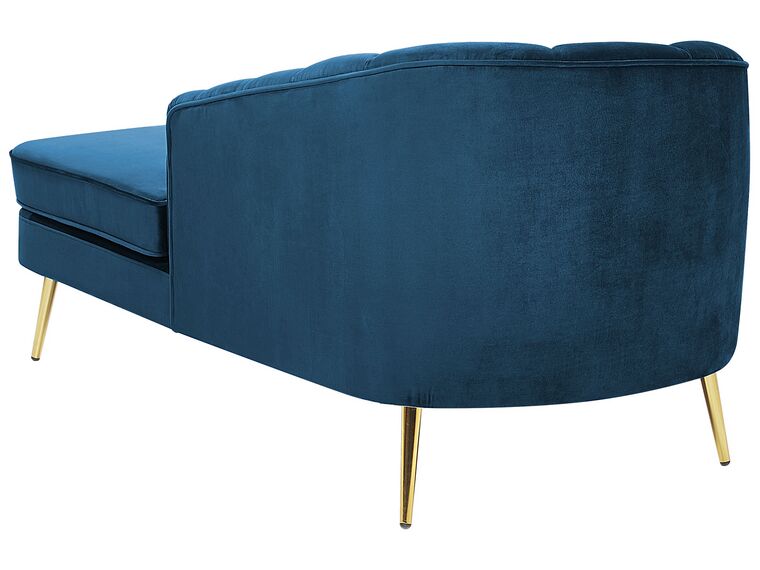 Left Hand Velvet Chaise Lounge Navy Blue ALLIER | Beliani.co.uk