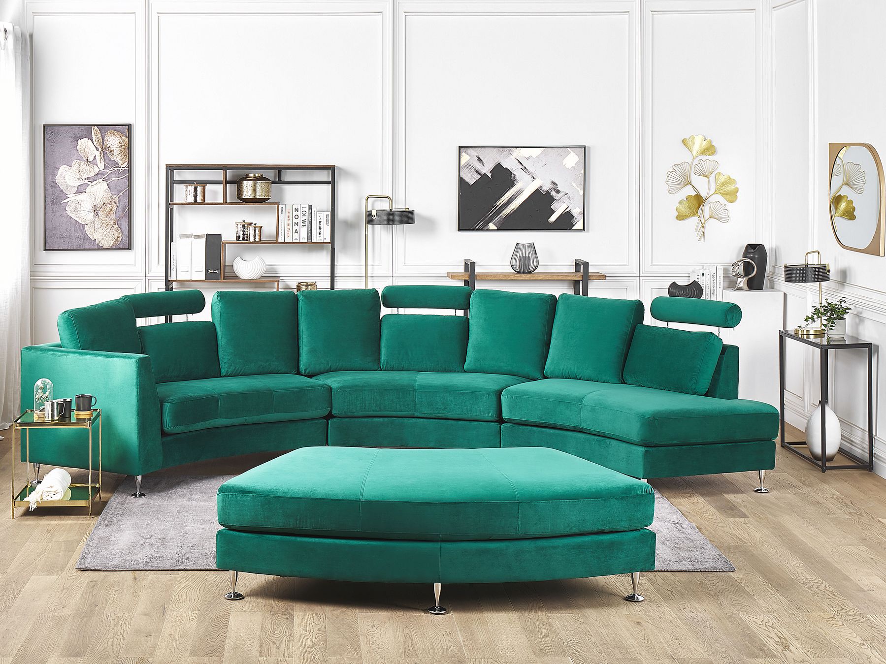 Bank halfrond fluweel donkergroen ROTUNDE | Gratis Levering