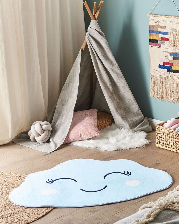 Kids Rug Cloud Print 90 x 120 cm Blue CUMULUS | Beliani.co.uk