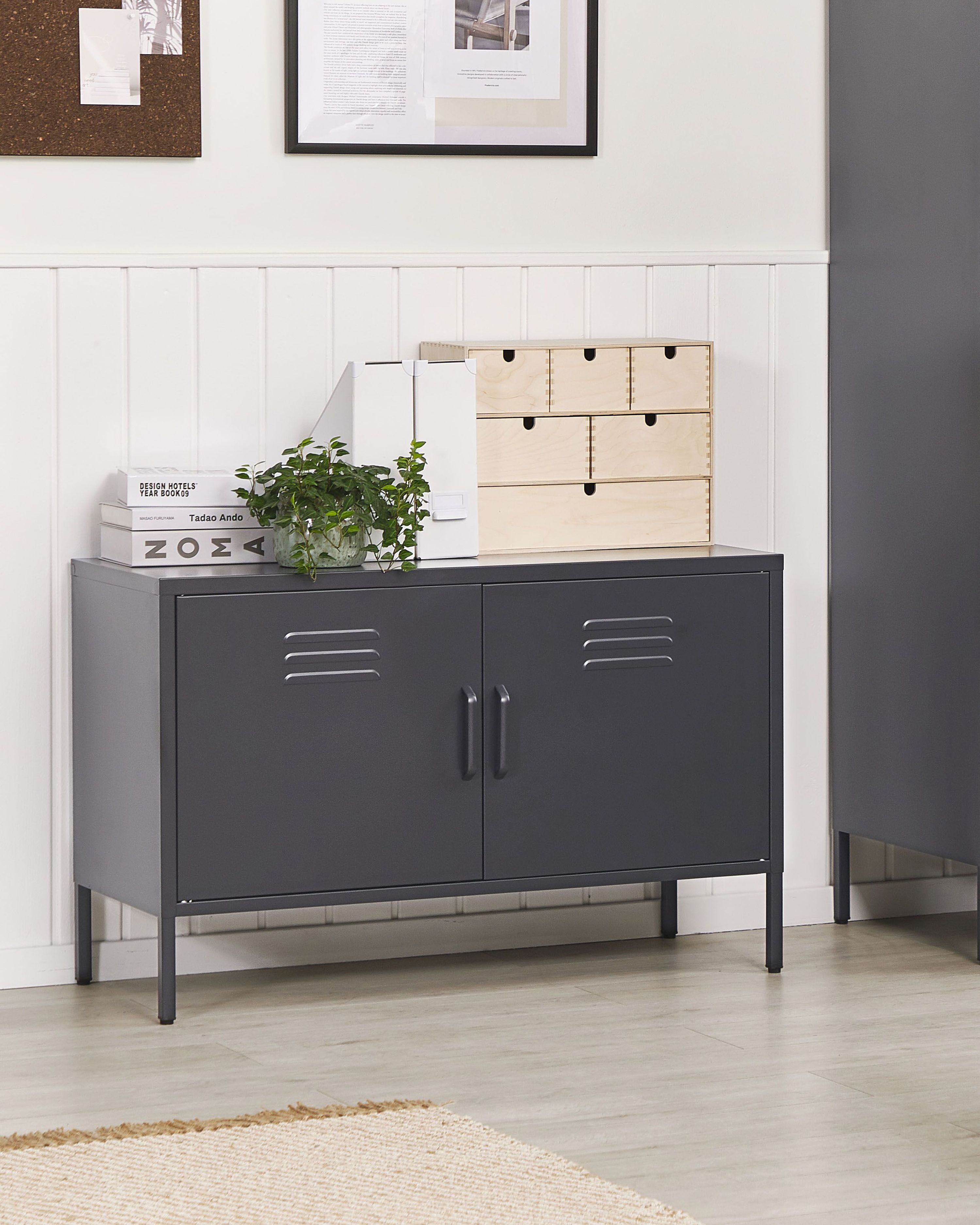 2 Door Metal Sideboard Black URIA | Beliani.co.uk