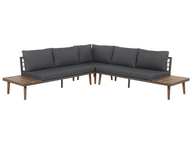 5 Seater Acacia Wood Garden Corner Sofa Set Grey CORATO | Beliani.co.uk