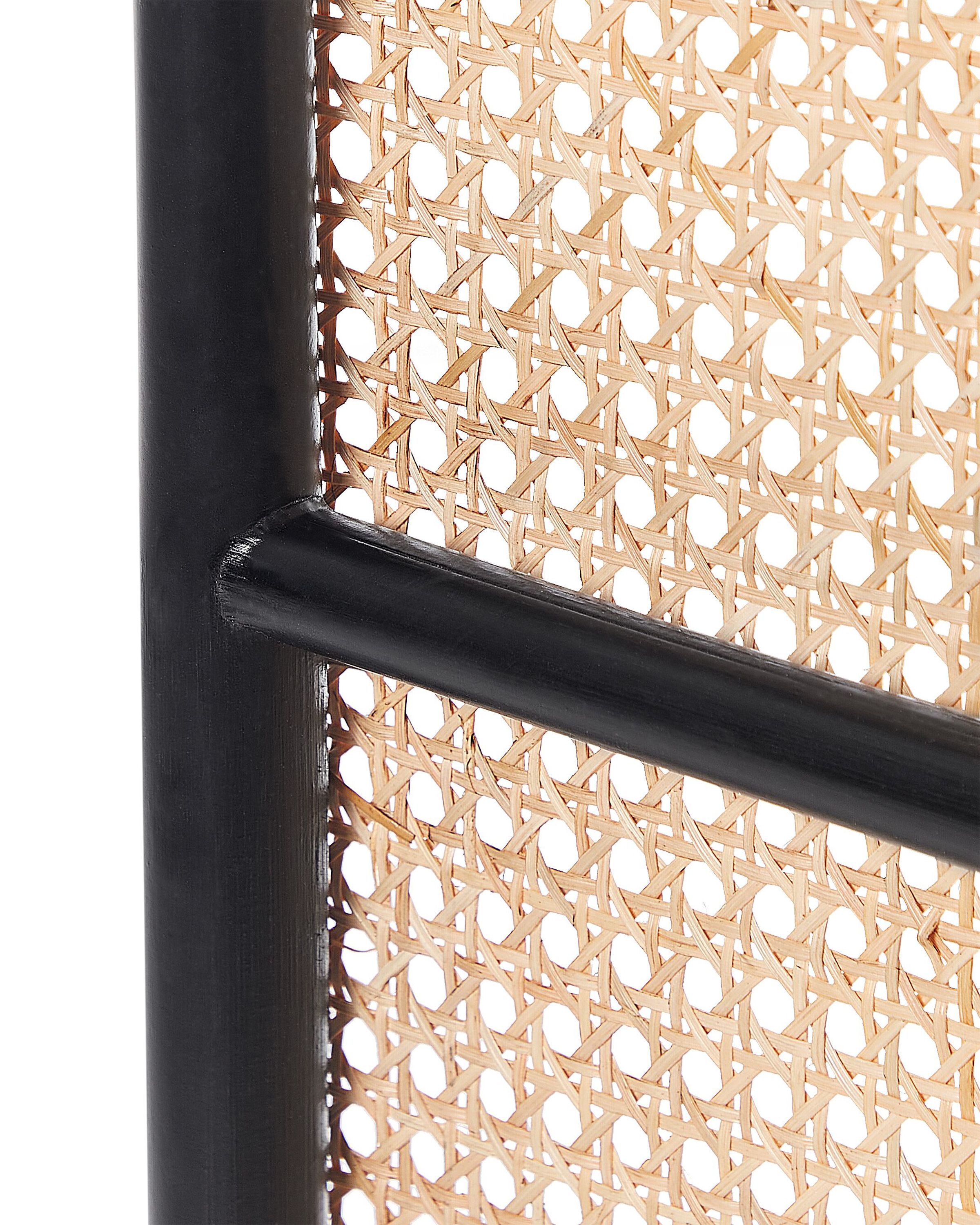 Folding Rattan 3 Panel Room Divider 105 x 180 cm Natural and Black ...