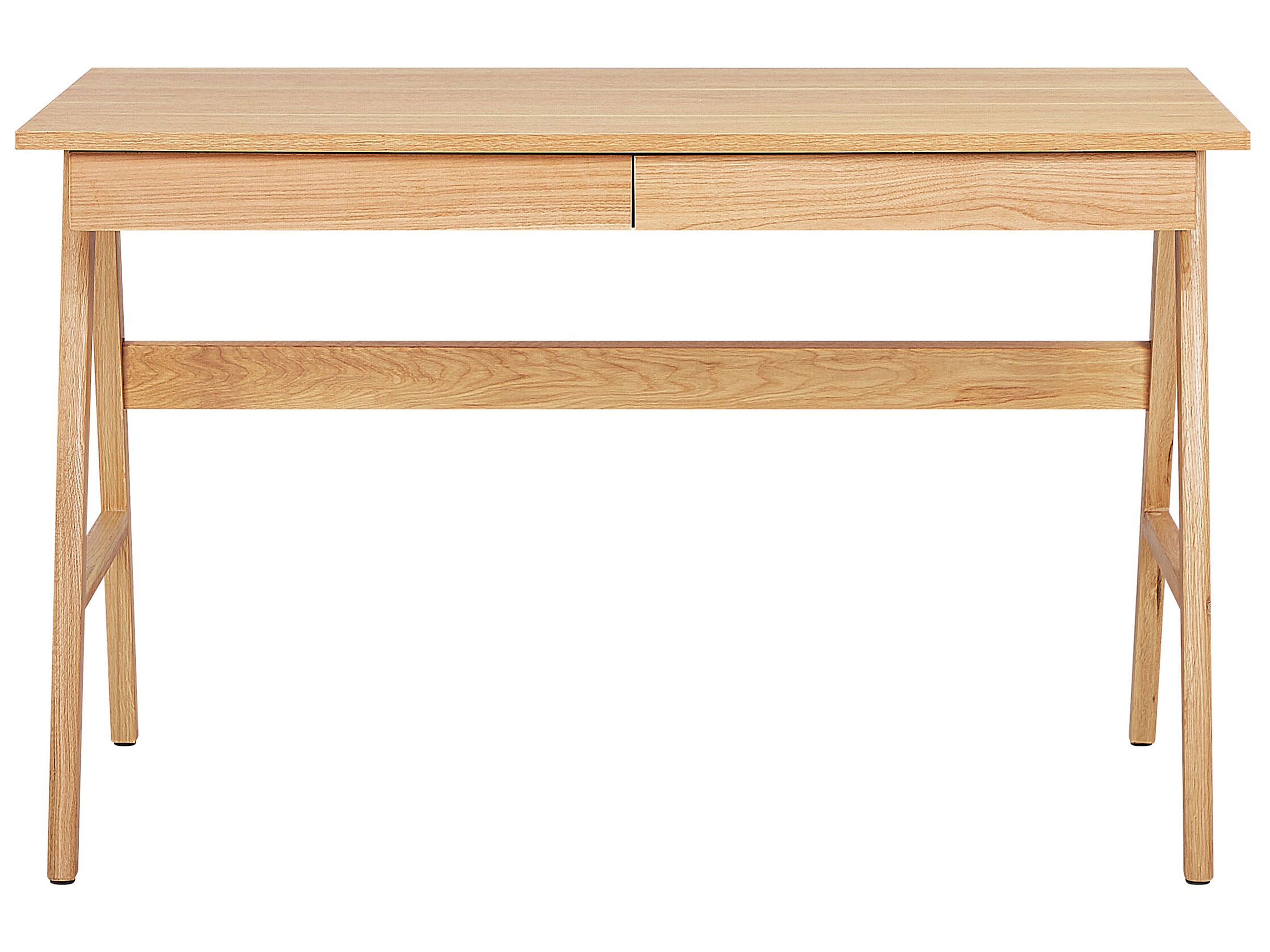 2 Drawer Home Office Desk 120 x 70 cm Light Wood SHESLAY | Beliani.co.uk