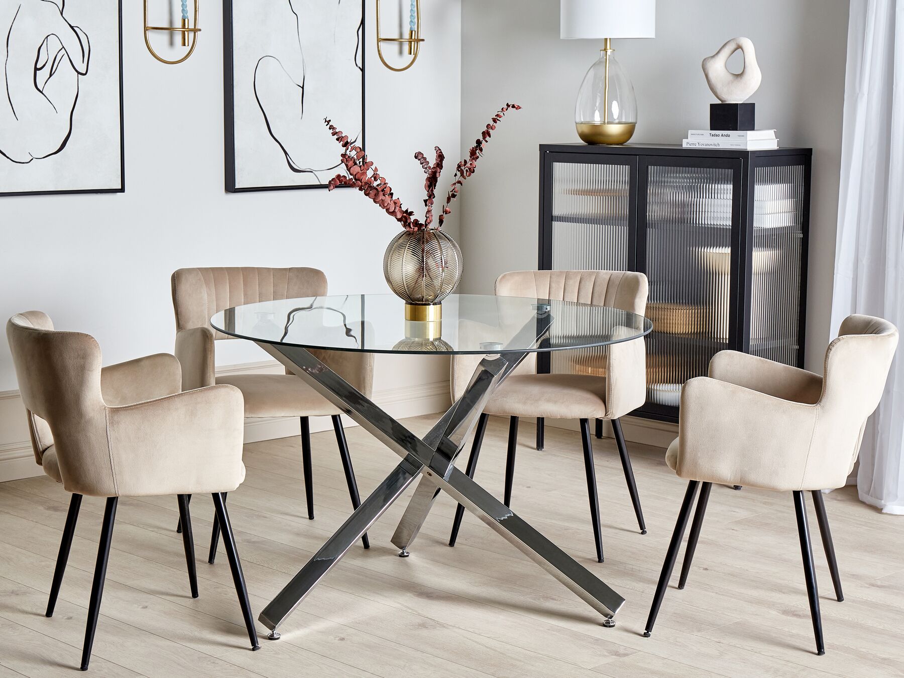 Esszimmerstuhl Samtstoff Taupe 2er Set Sanilac Belianide