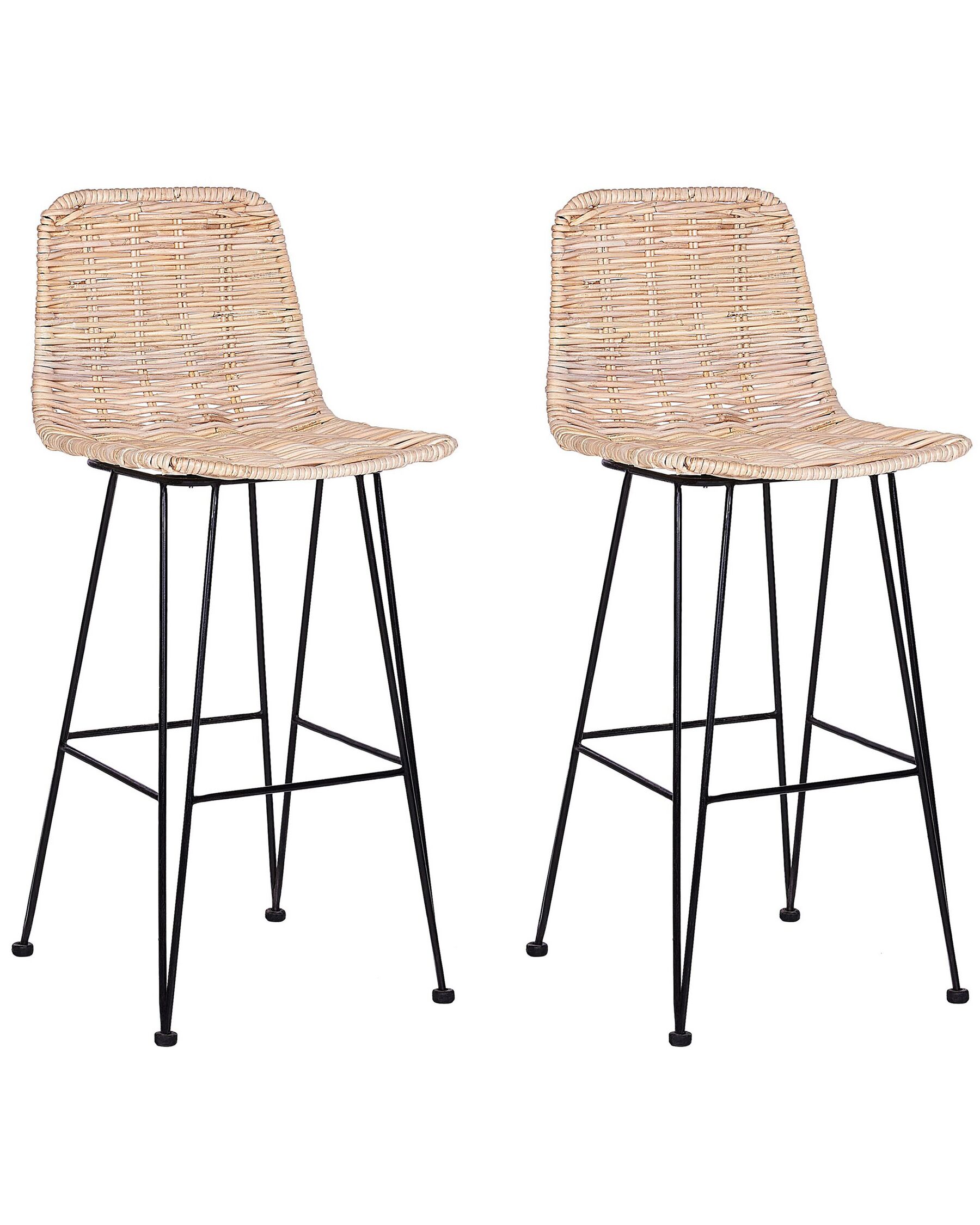Barstol 2 st rotting natur/svart CASSITA | Beliani.se