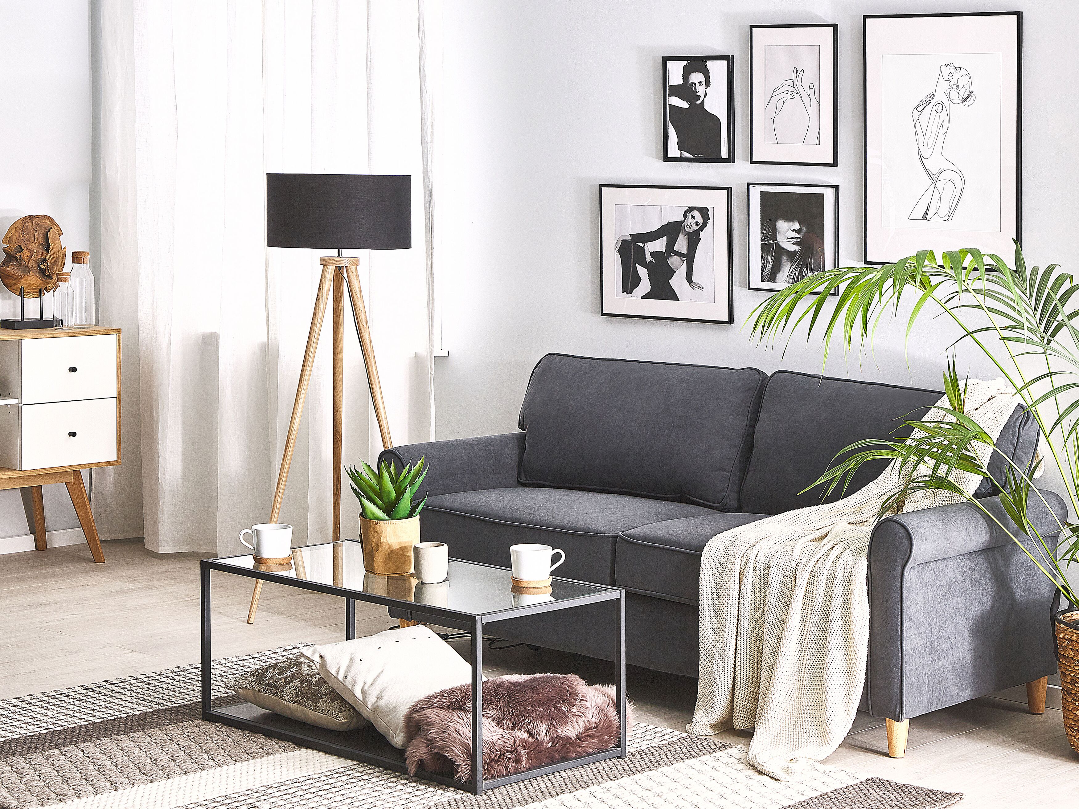3-istuttava sohva sametti tummanharmaa RONNEBY | Beliani.fi
