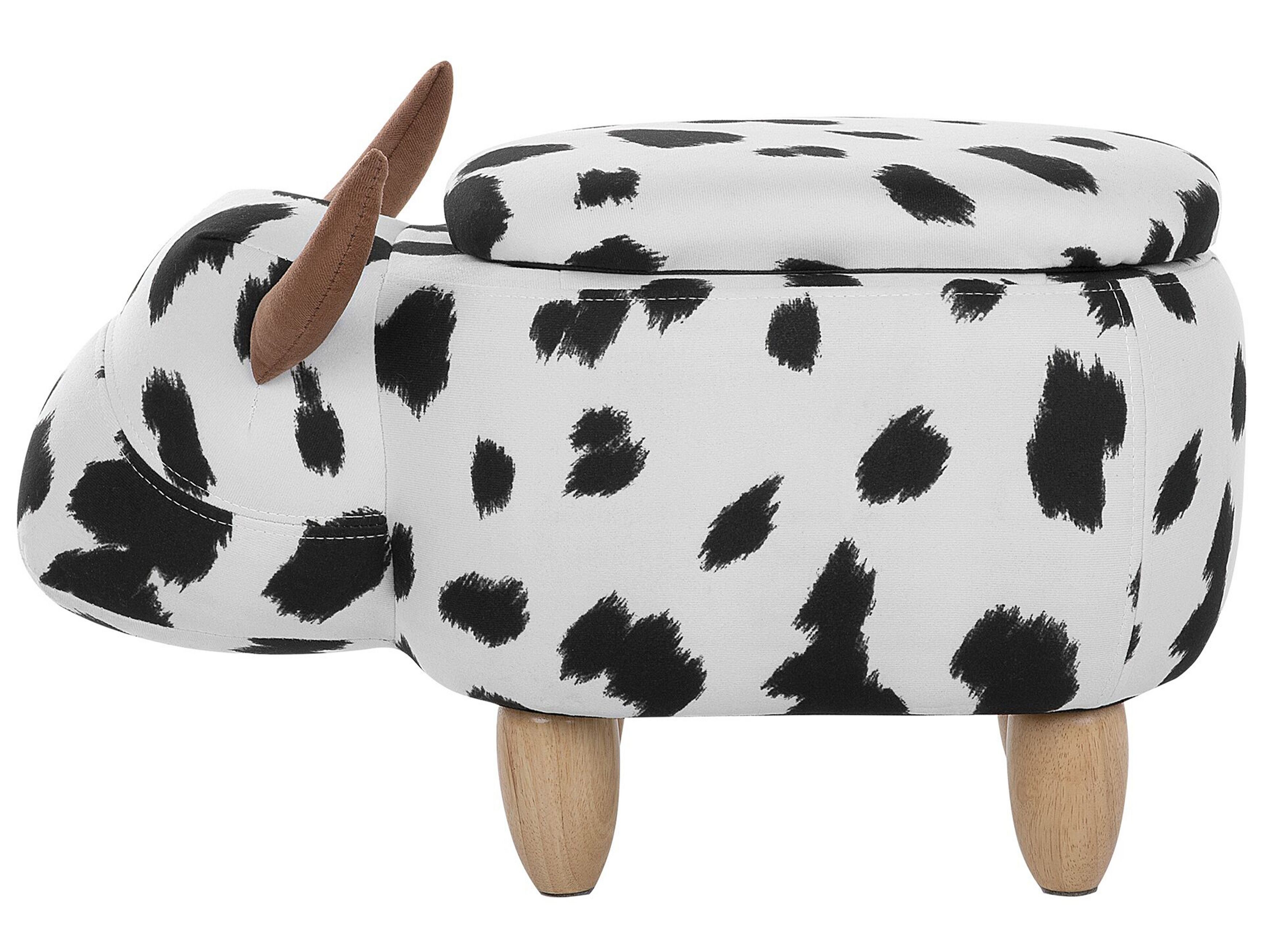 Fabric Storage Animal Stool Black and White COW | Beliani.co.uk