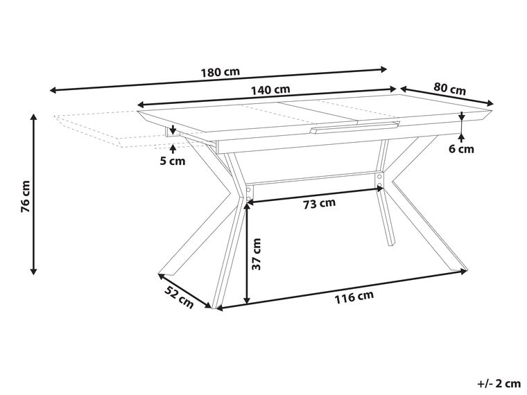 Extending Dining Table 140/180 x 80 cm Grey and Black BENSON | Beliani ...
