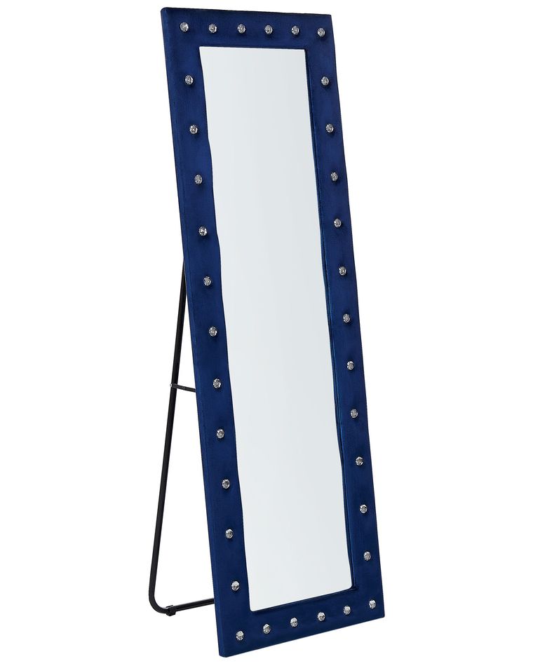 Velvet Standing Mirror 50 x 150 cm Blue ANSOUIS | Beliani.co.uk