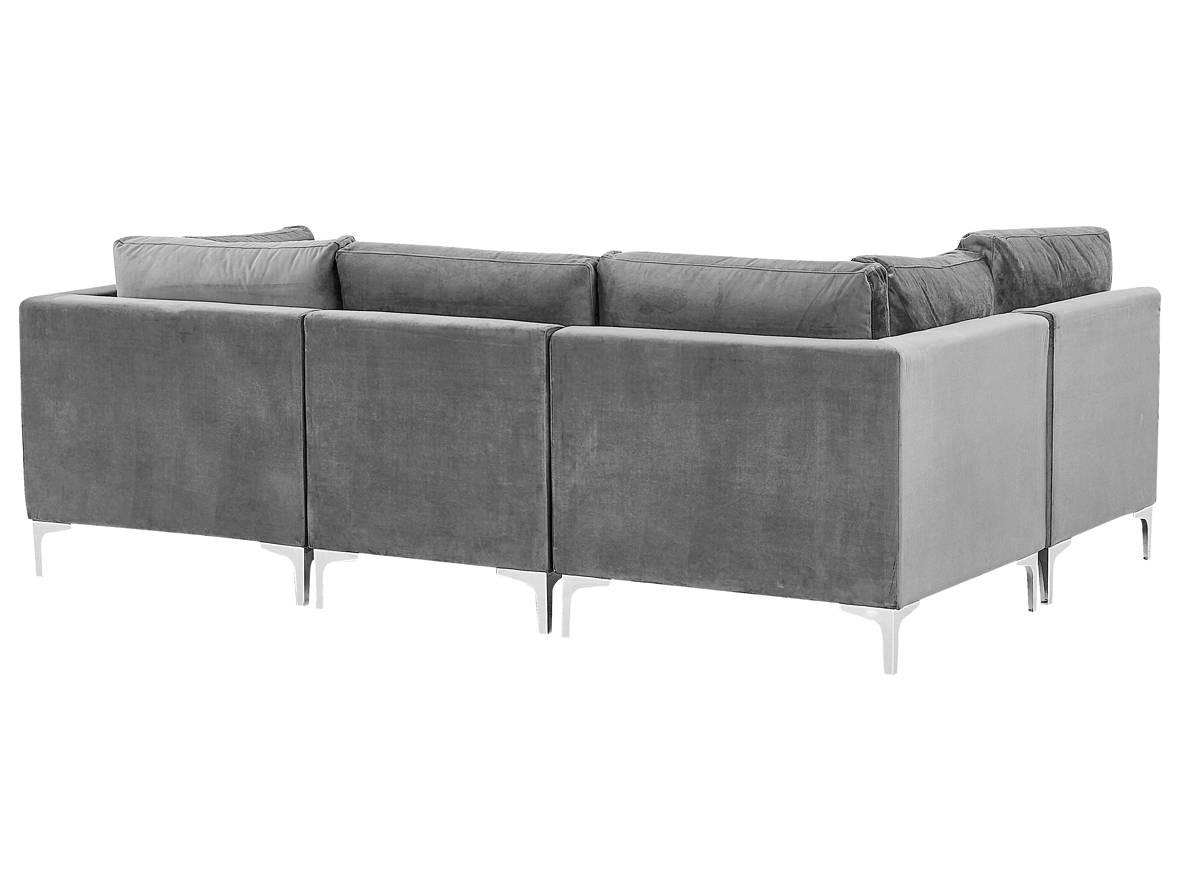 Right Hand 4 Seater Modular Velvet Corner Sofa Grey EVJA | Beliani.co.uk