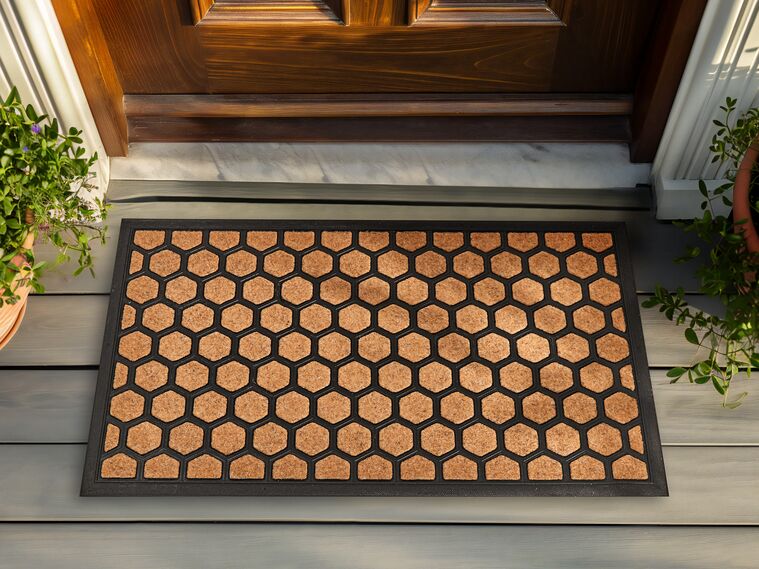 Doormat Geometric Pattern Natural and Black TANDYKUL | Beliani.co.uk
