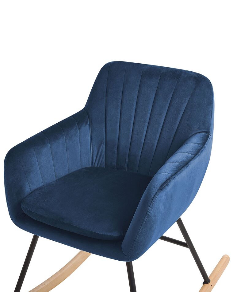 Velvet Rocking Chair Navy Blue LIARUM | Beliani.co.uk