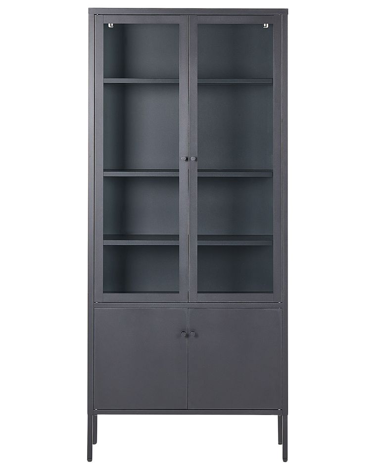 Vitrine Metall schwarz 5-Fächer 180 cm OXTED | Beliani.de