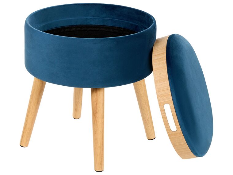 Velvet Storage Stool Blue NEELY | Beliani.co.uk