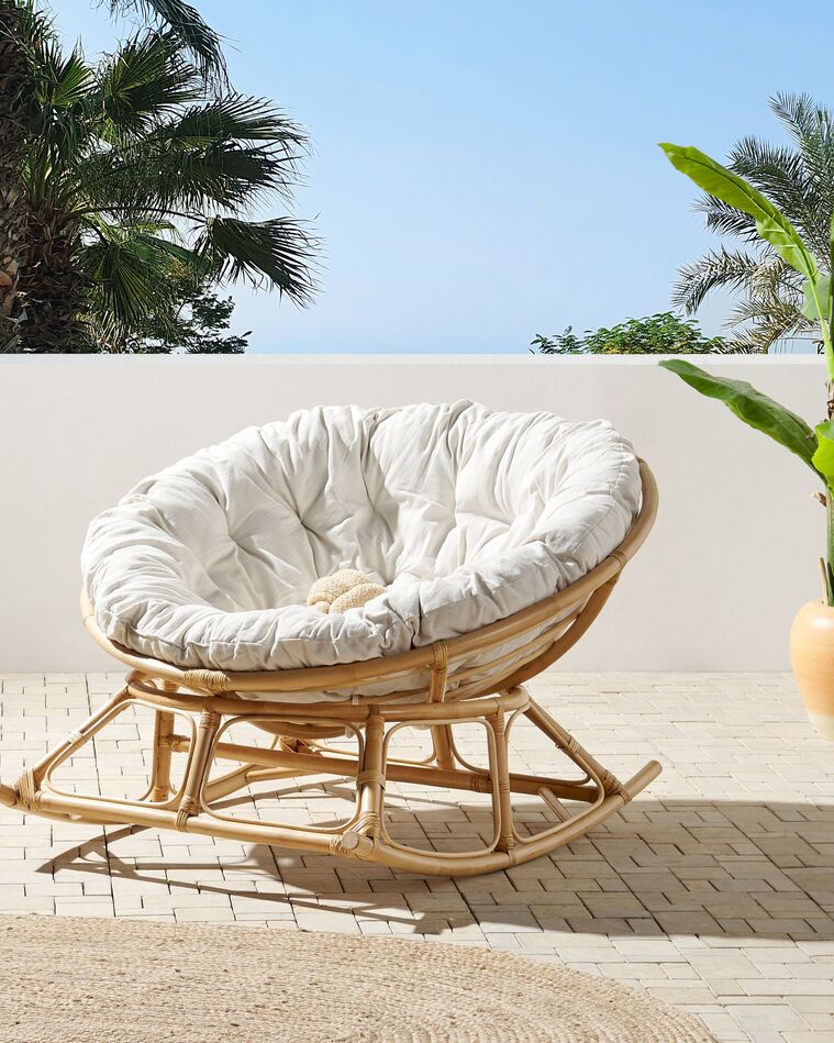 Rattan Rocking Chair Natural and Light Beige ORVIETO | Beliani.co.uk