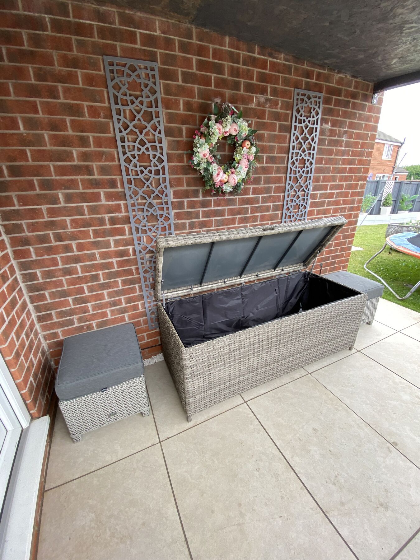 PE Rattan Storage Box 158 x 63 cm Grey MODENA | Beliani.co.uk