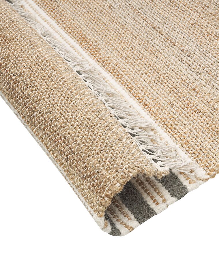 Teppich Jute beige / grau 160 x 230 cm Streifenmuster Kurzflor ...