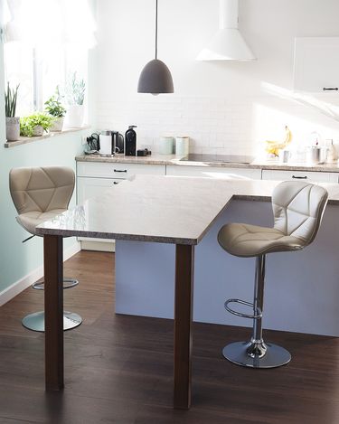 Set of 2 Faux Leather Bar Stool Light Beige MILROY | Beliani.co.uk