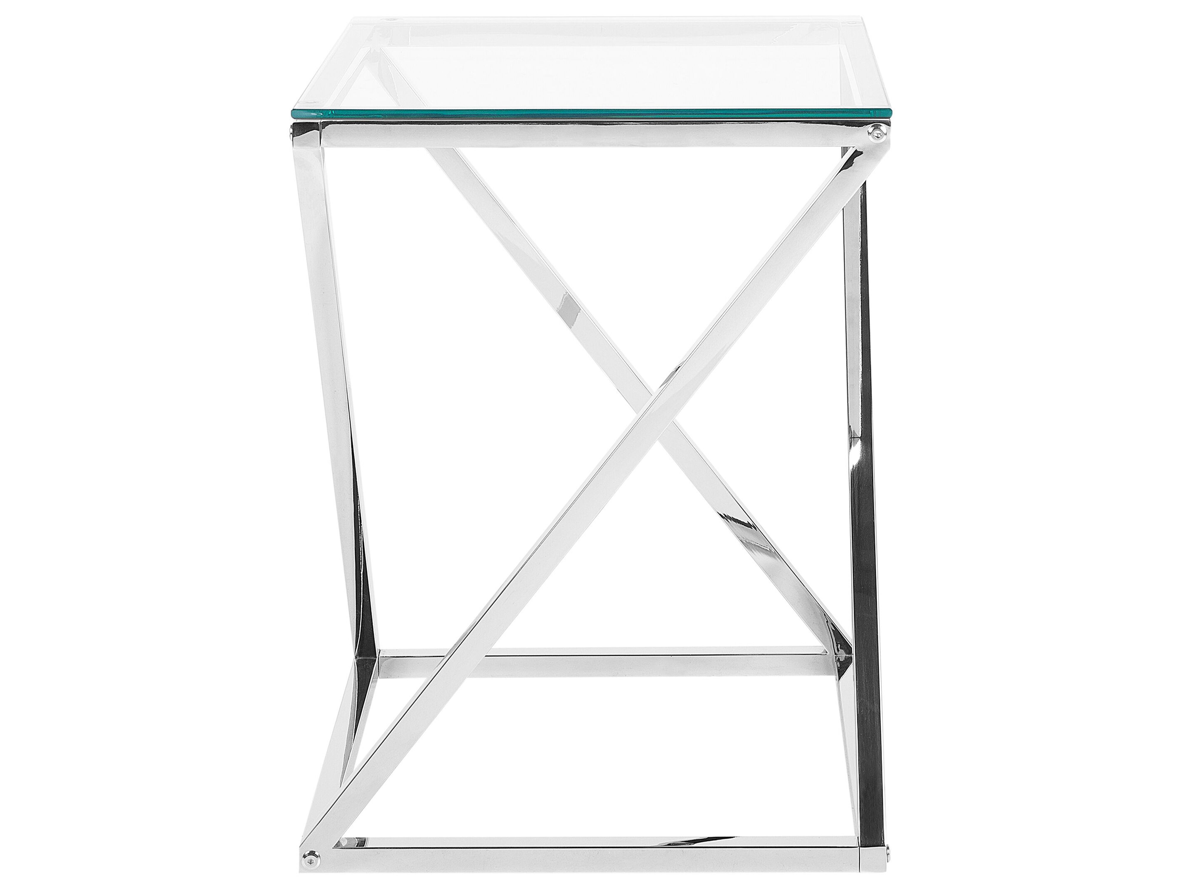 Glass Top Side Table Silver BEVERLY | Beliani.co.uk