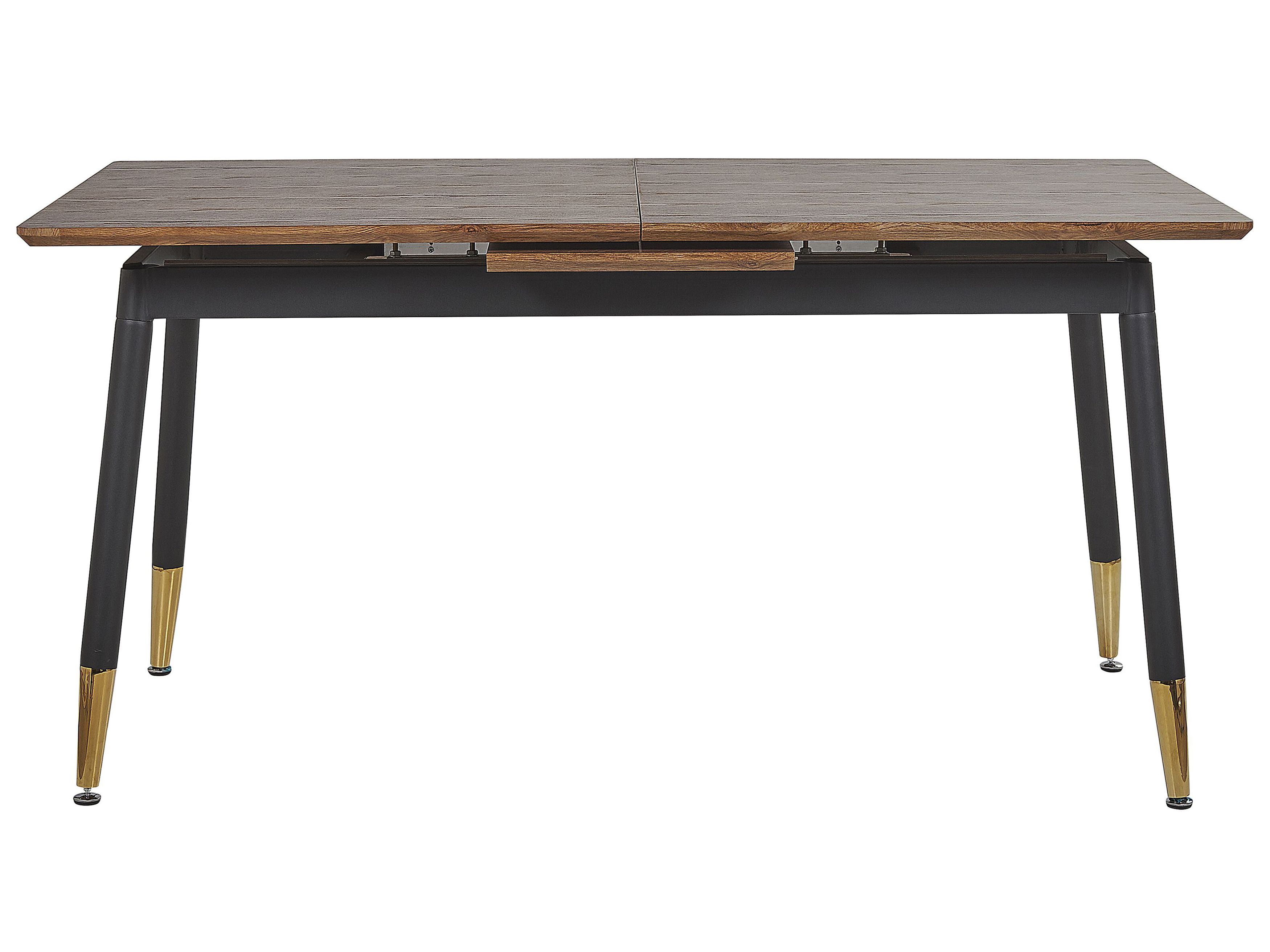 Eettafel uitschuifbaar MDF zwart/goud 160 / 200 x 80 cm CALIFORNIA ...