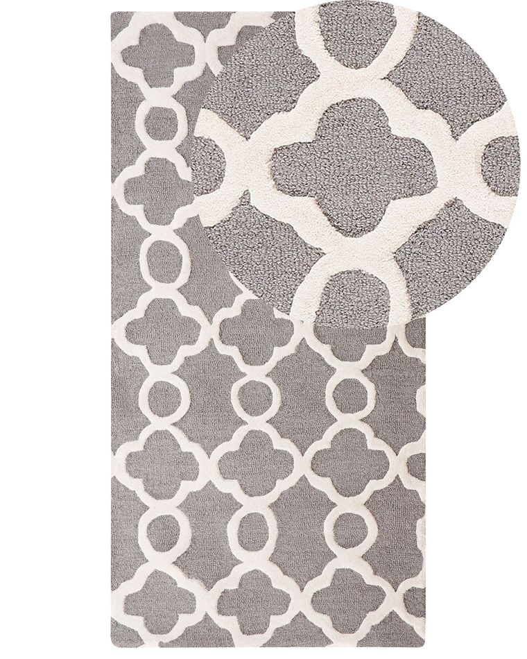Wool Area Rug 80 x 150 cm Grey ZILE | Beliani.co.uk