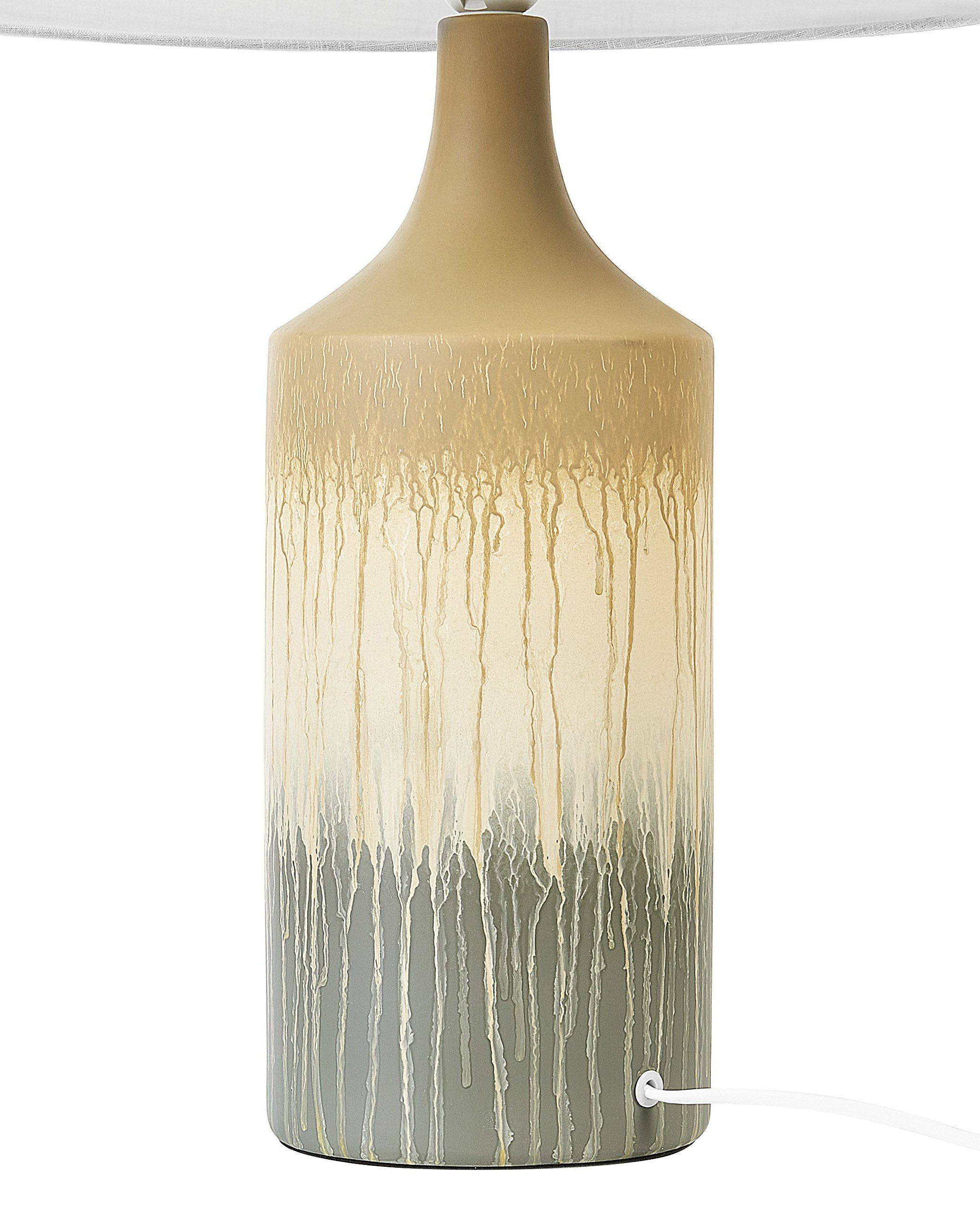 Lampa stołowa ceramiczna beżowa z szarym CALVAS | Beliani.pl