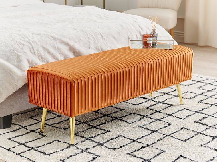 Velvet Bedroom Bench Orange PATERSON | Beliani.co.uk