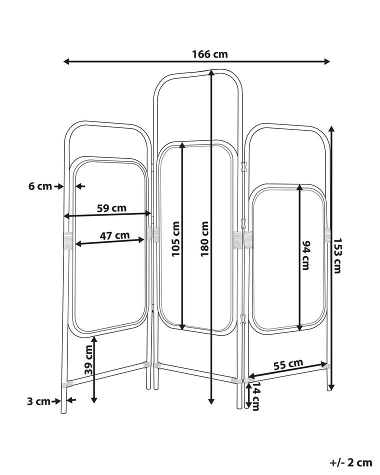 Biombo 3 paneles de ratán natural/beige 166 x 180 cm CARPI | Beliani.es
