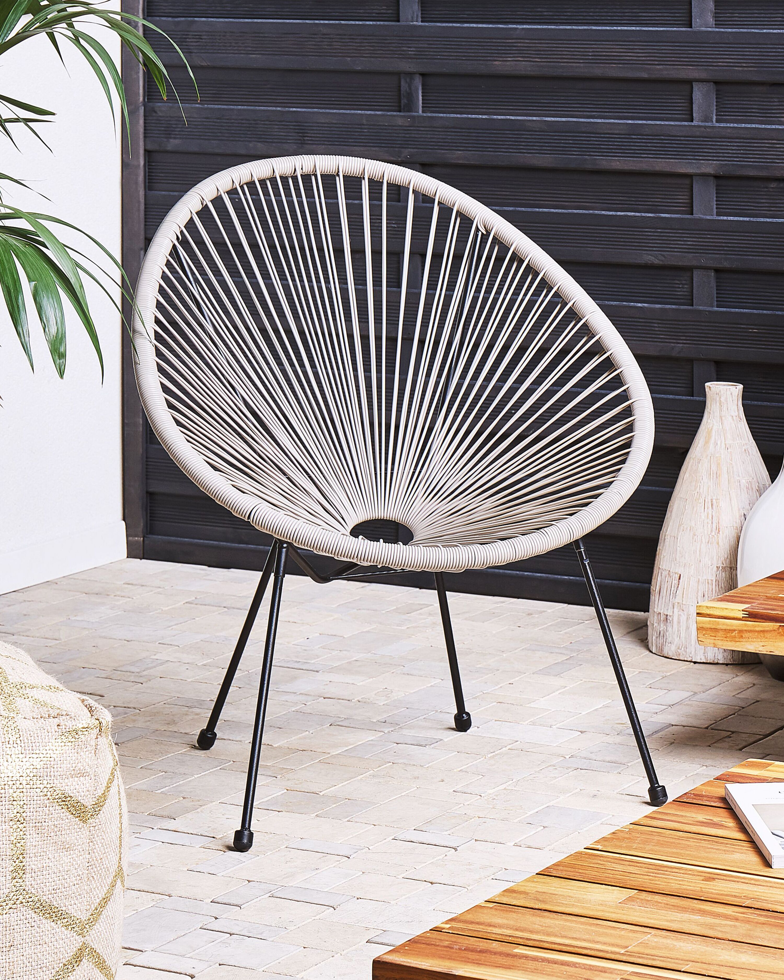 Rattanstuhl Kunststoff hellgrau 2er Set ø 70 cm ACAPULCO II | Beliani.at