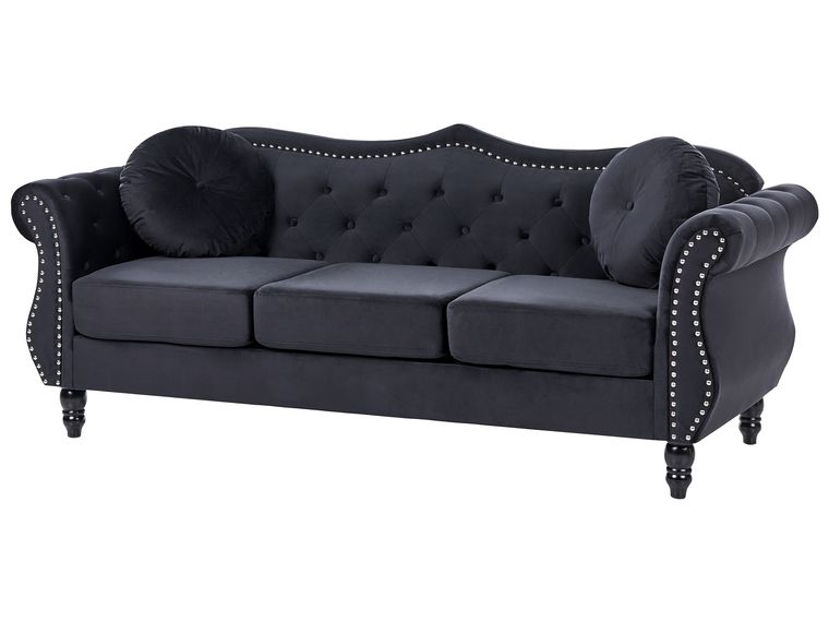 Soffa 3-sits sammet svart SKIEN | Beliani.se