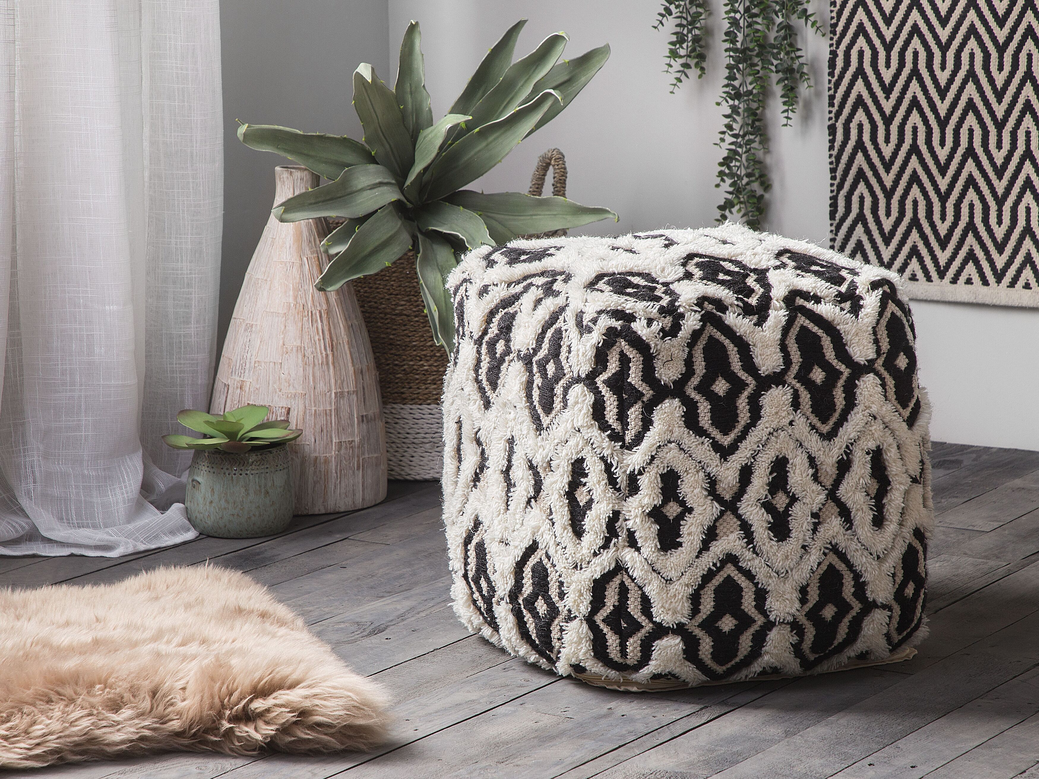 Poef zwart/wit ORAI | Beliani.nl