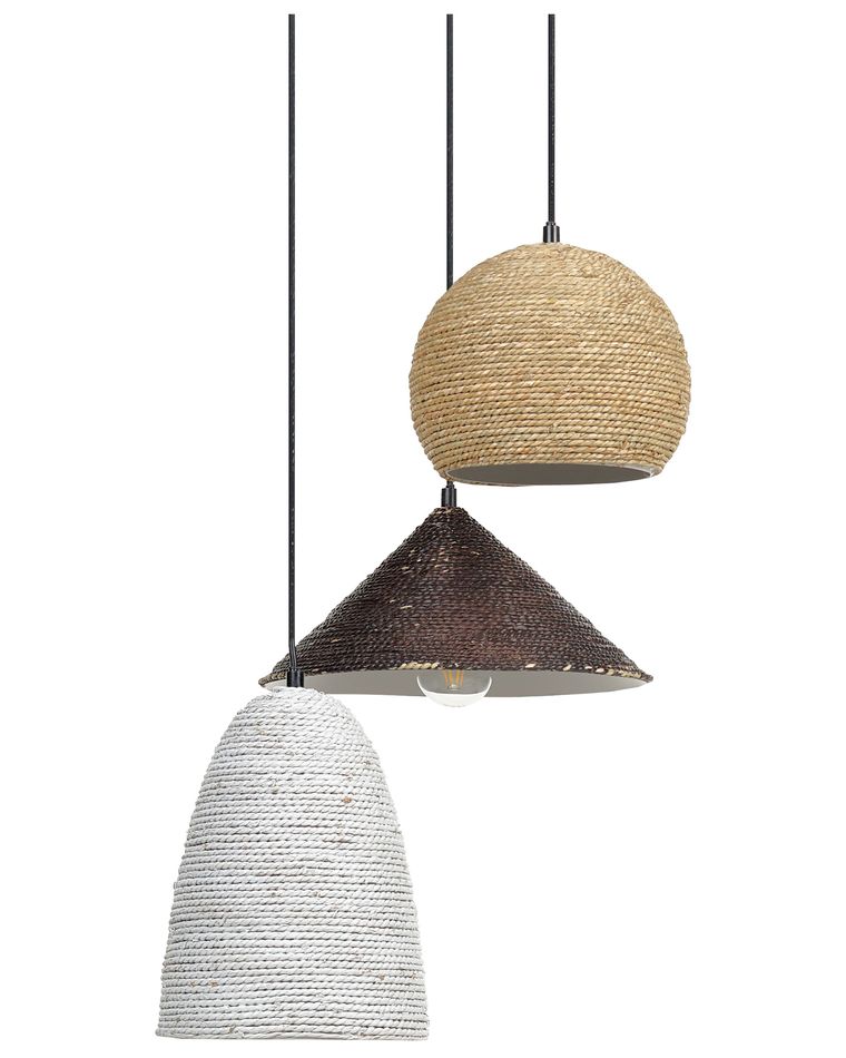 3 Lights Straw Pendant Lamp Multicolour ENDRICK | Beliani.co.uk