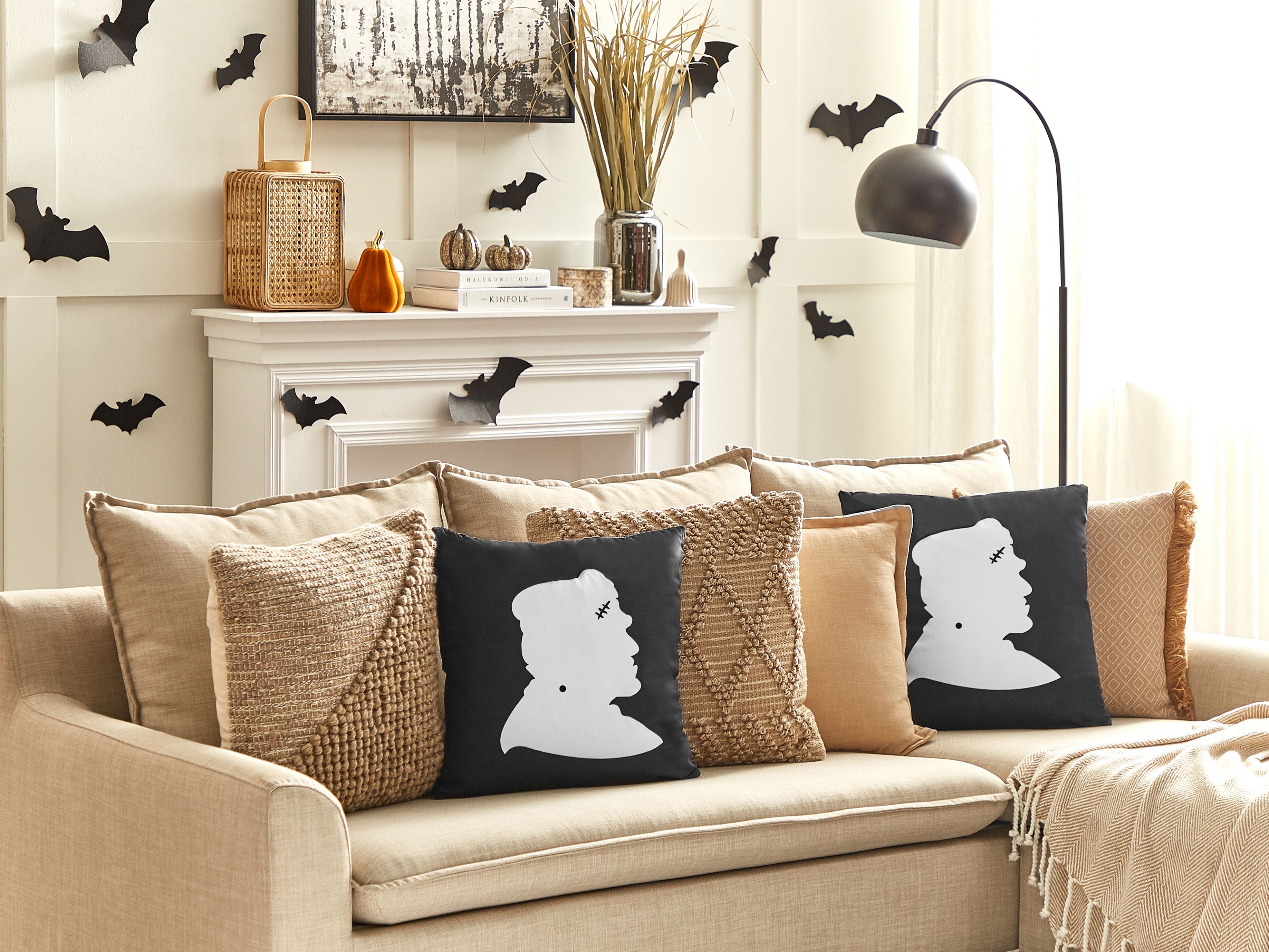 Lot de 2 coussins en velours motif Frankenstein 45 x 45 cm noir et ...