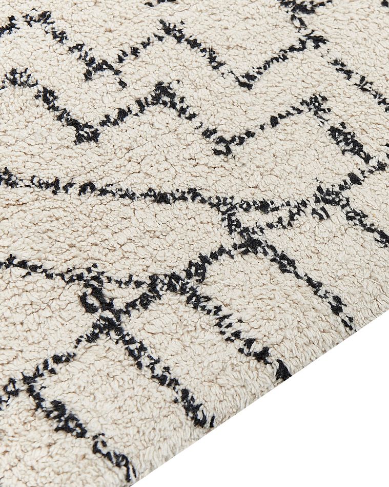 Gulvteppe bomull 160 x 230 cm beige og svart ZEYNE | Beliani.no
