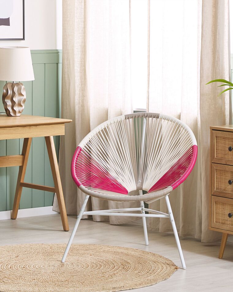 PE Rattan Accent Chair Multicolour Pink ACAPULCO | Beliani.co.uk