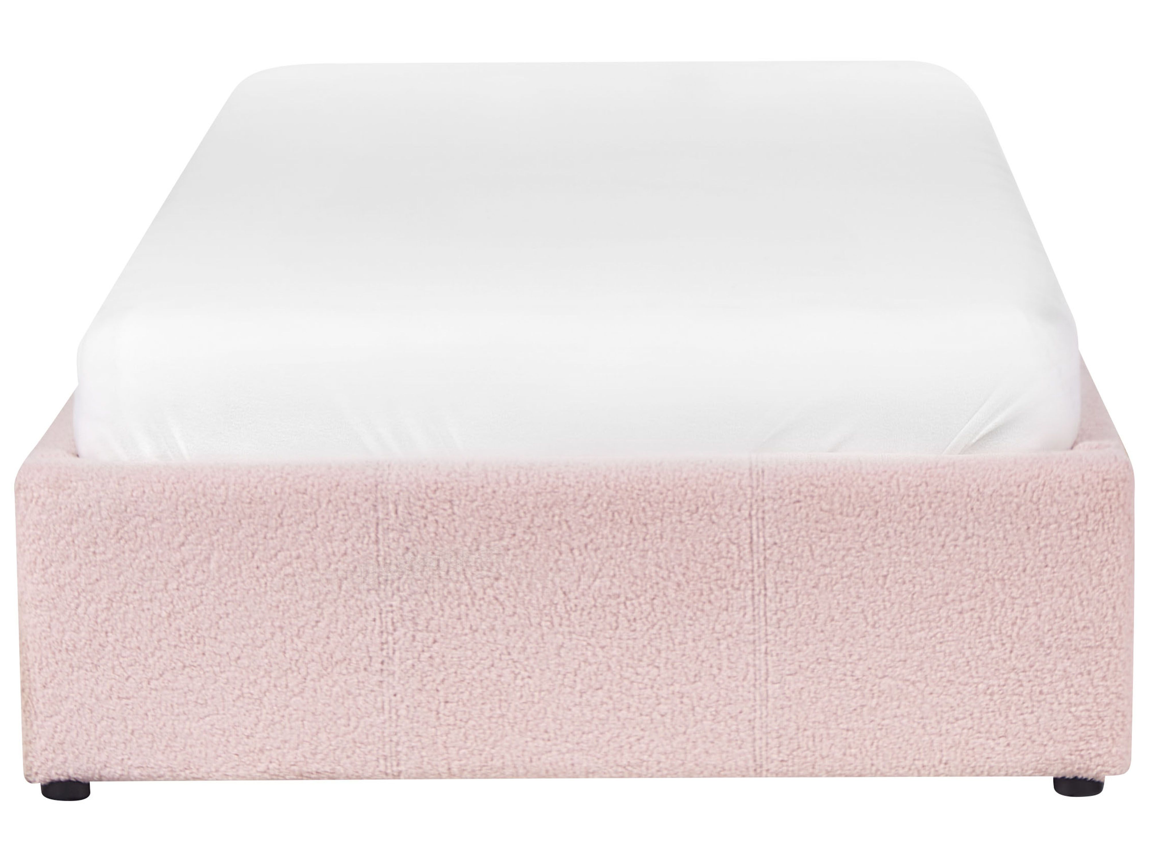 Sommier de casal com arrumação em tecido bouclé rosa 90 x 200 cm DINAN ...