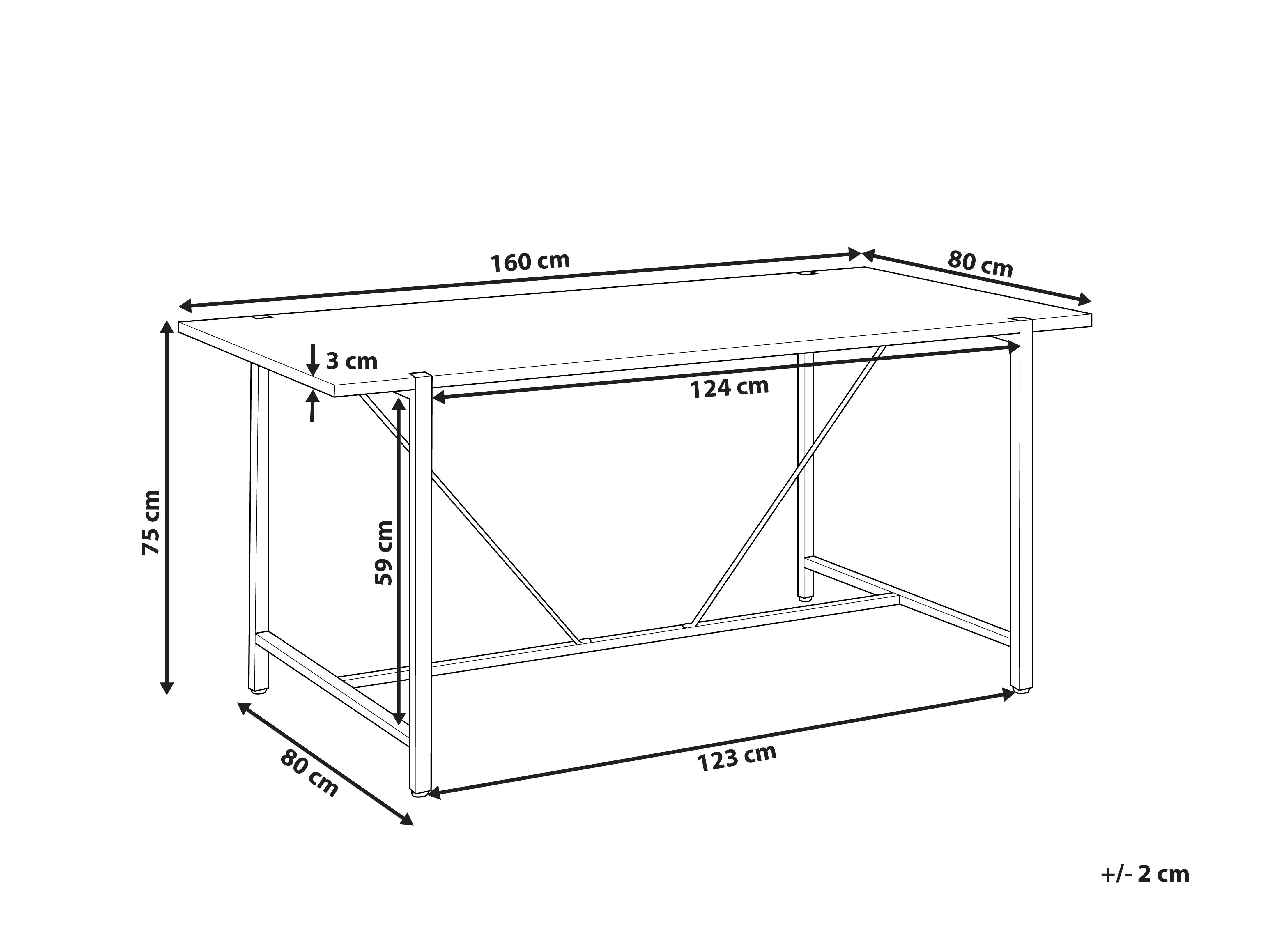 Dining Table 160 x 80 cm Dark Wood with Black SARITAS | Beliani.co.uk