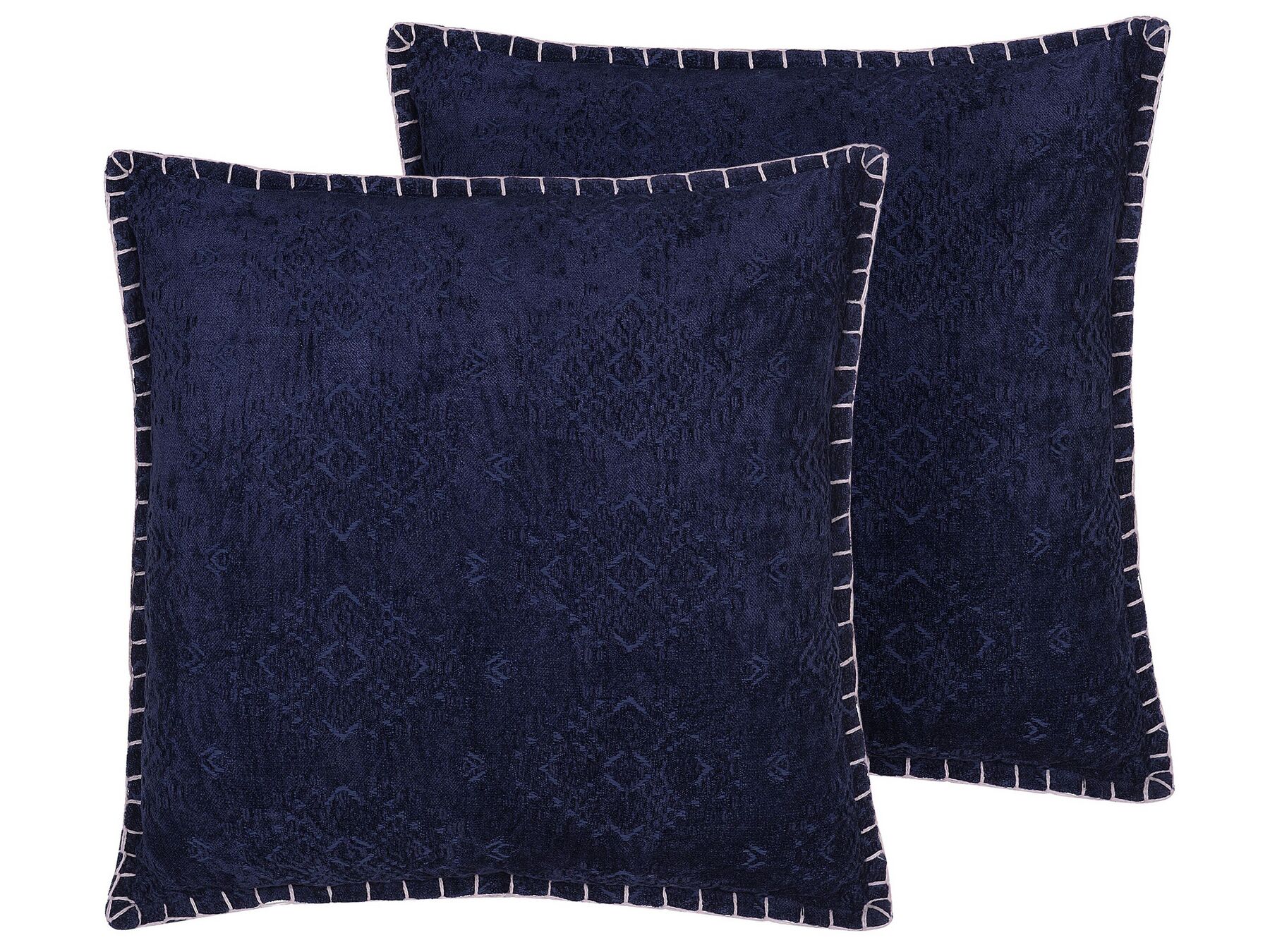 Set of 2 Embossed Cushions Ikat Pattern 45 x 45 cm Blue MELUR | Beliani ...