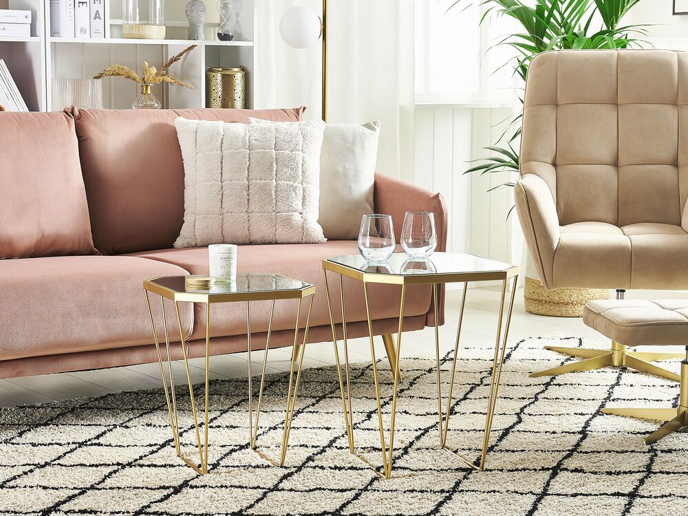 Set of 2 Side Tables Metal Gold SIERRA | Beliani.co.uk