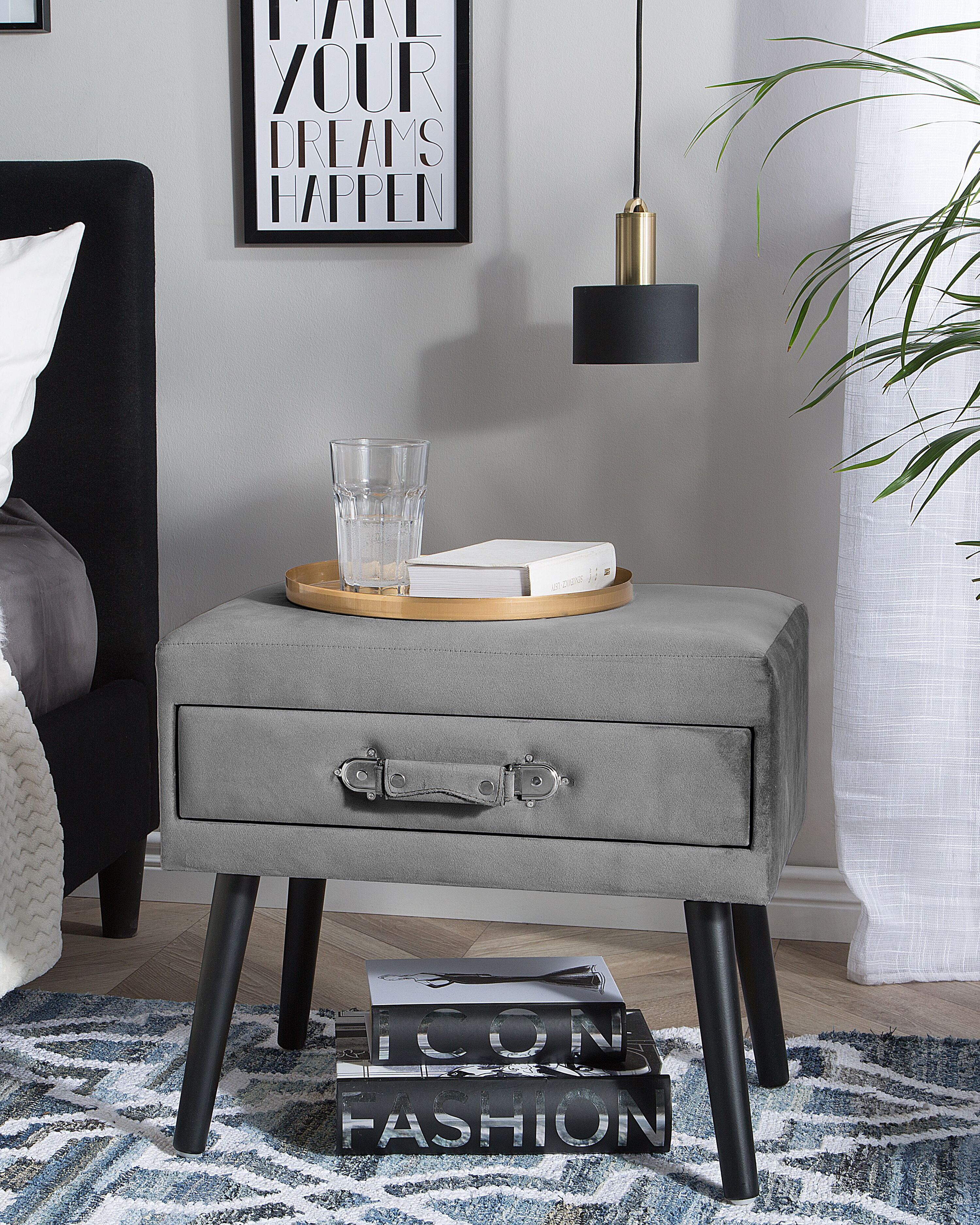 Velvet Side Table Grey EUROSTAR | Beliani.co.uk